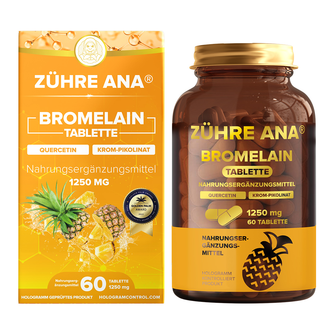 Zühre Ana Bromelain-Kapseln – 1250 mg, 60 Kapseln natürlicher ...
